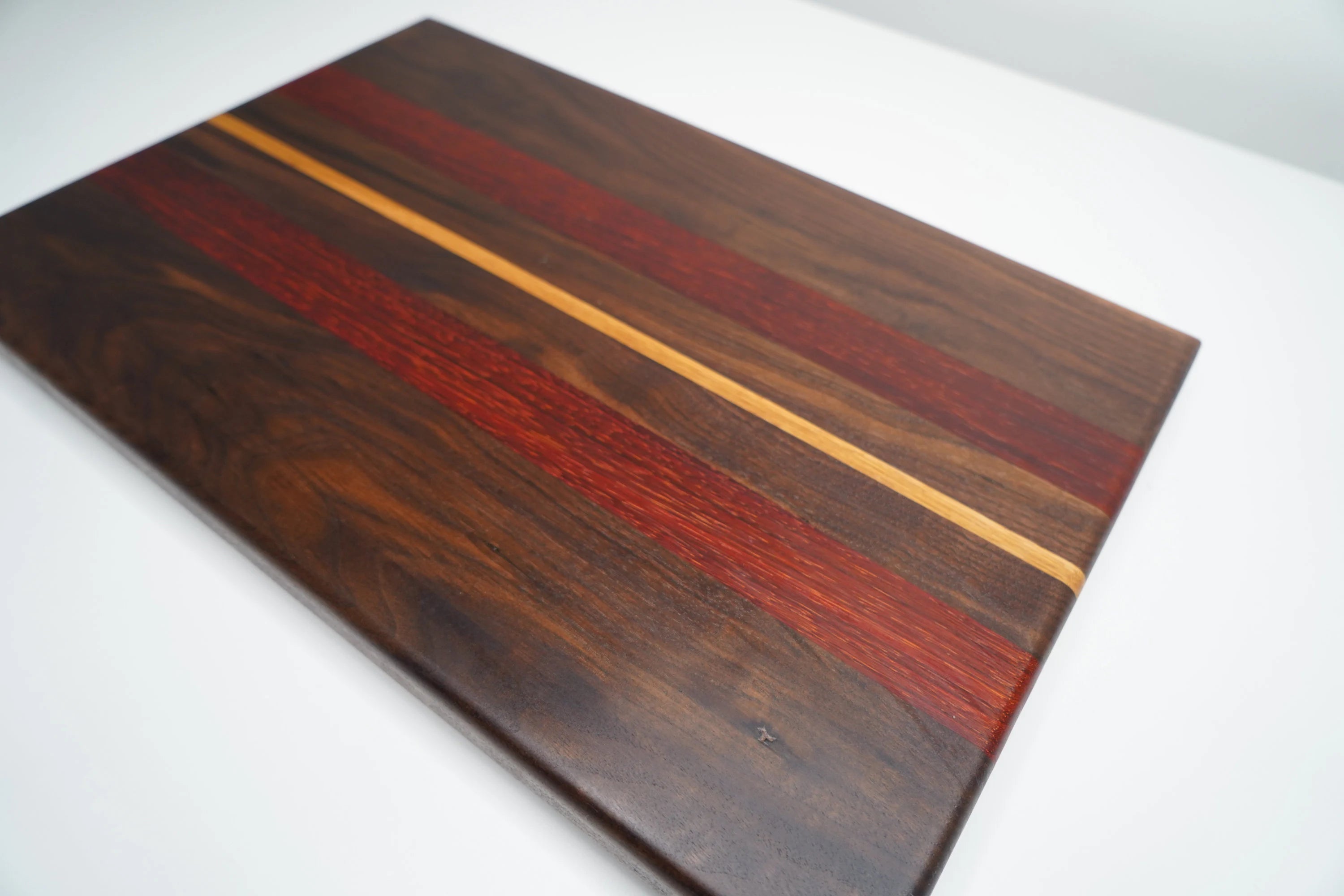 Walnut, Padauk, and White Oak Cutting Board – Garage Mills